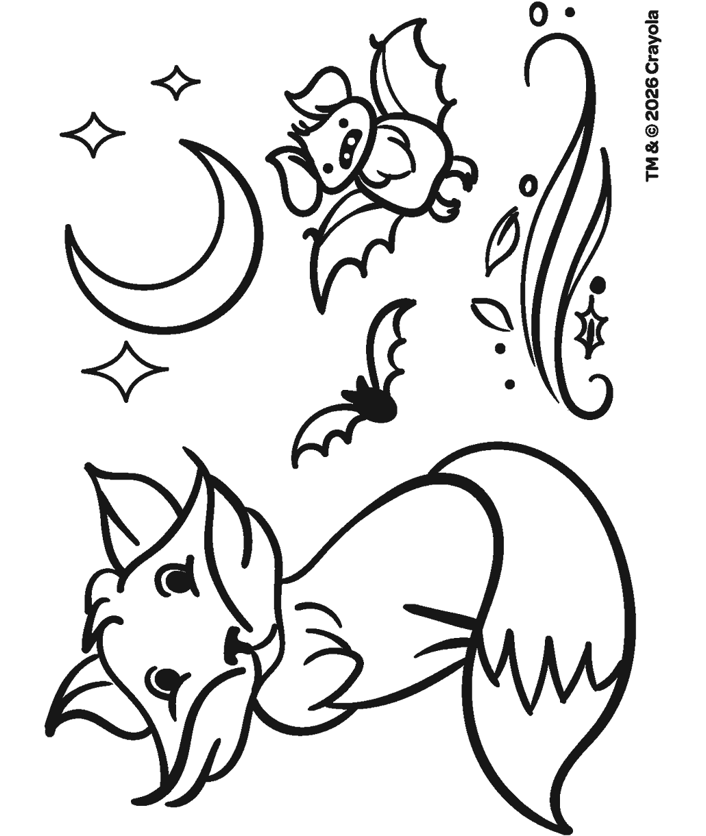 Nocturnal Fox Coloring Page | Free Printable Sheets