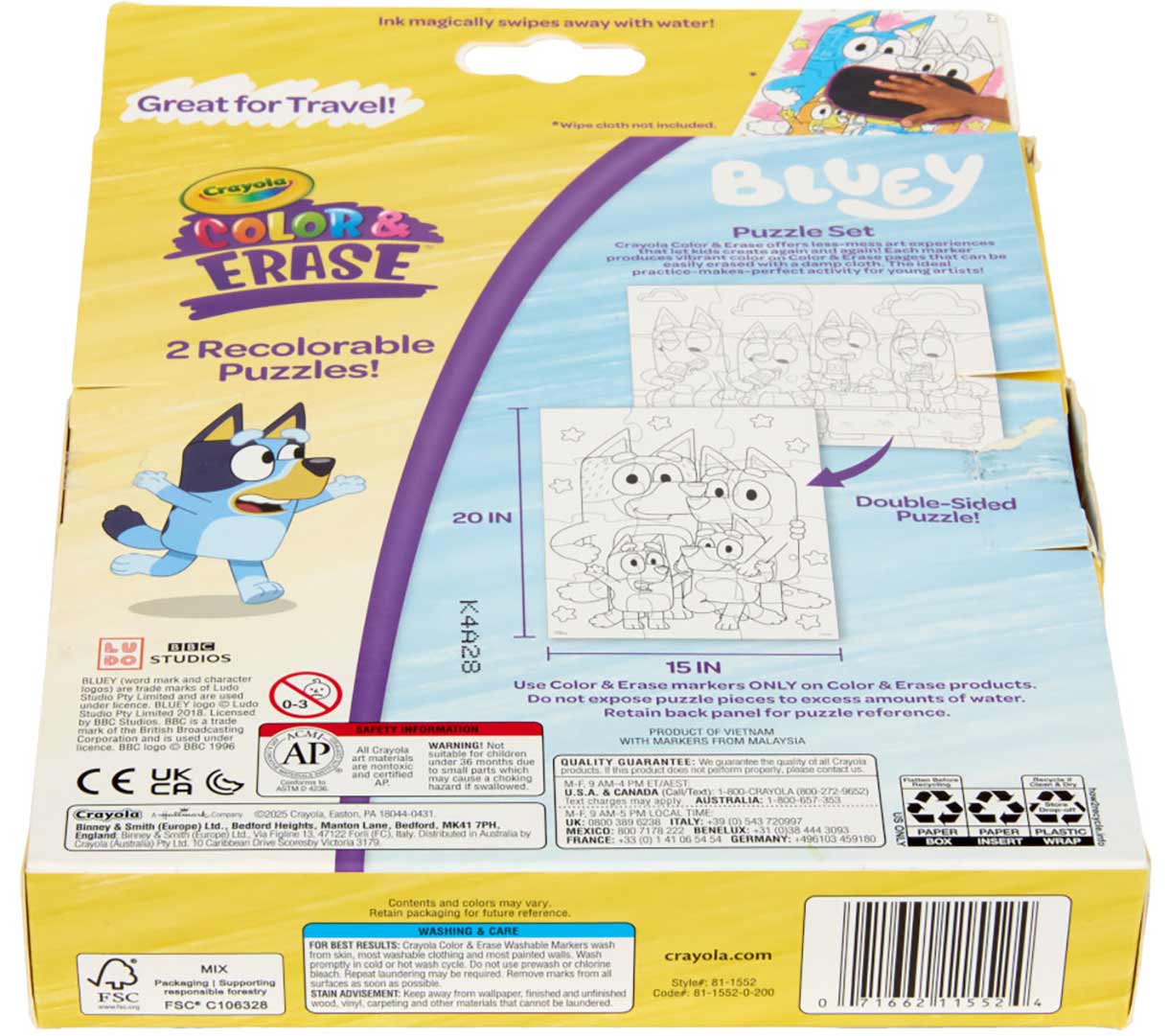 Bluey Crayola Color & Erase Puzzle Activity Set