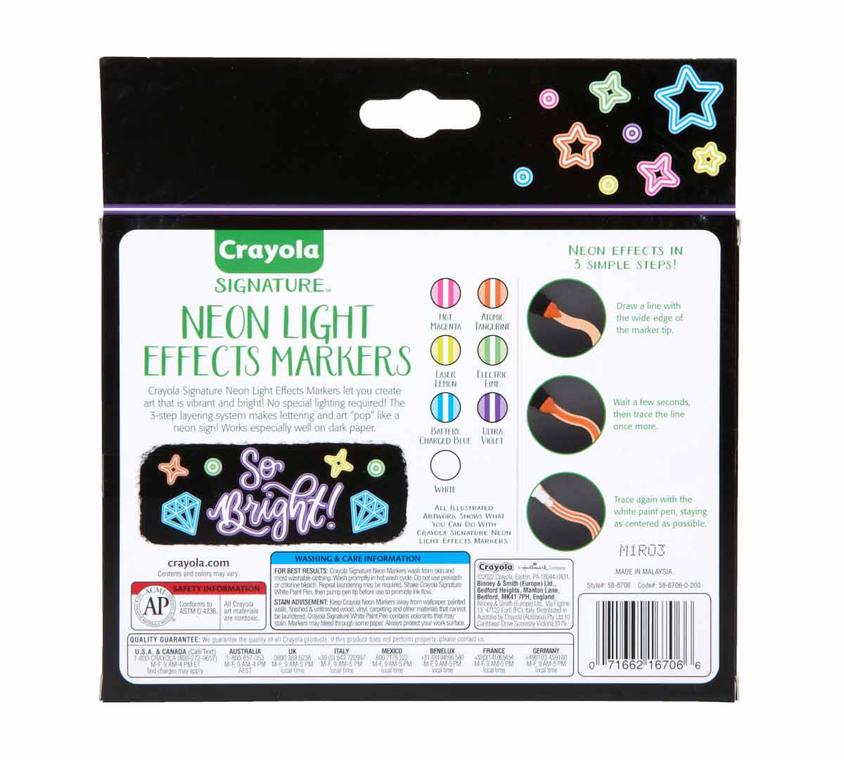 Signature Neon Light Effects Markers, 6 Count