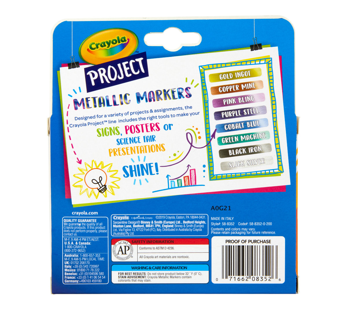 Metallic Markers, 8 Count Art Project Supplies