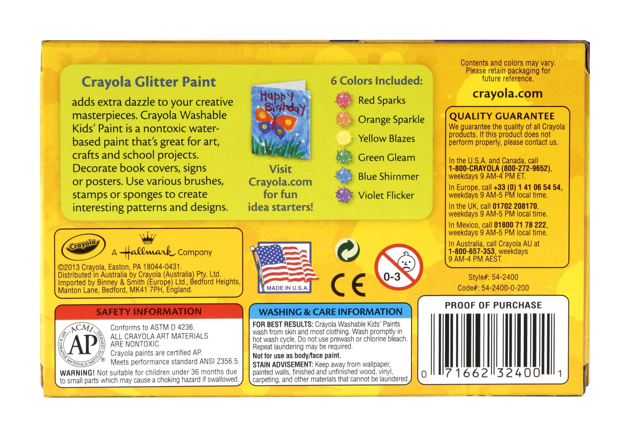 Glitter Paints, 6 Count Paint Set